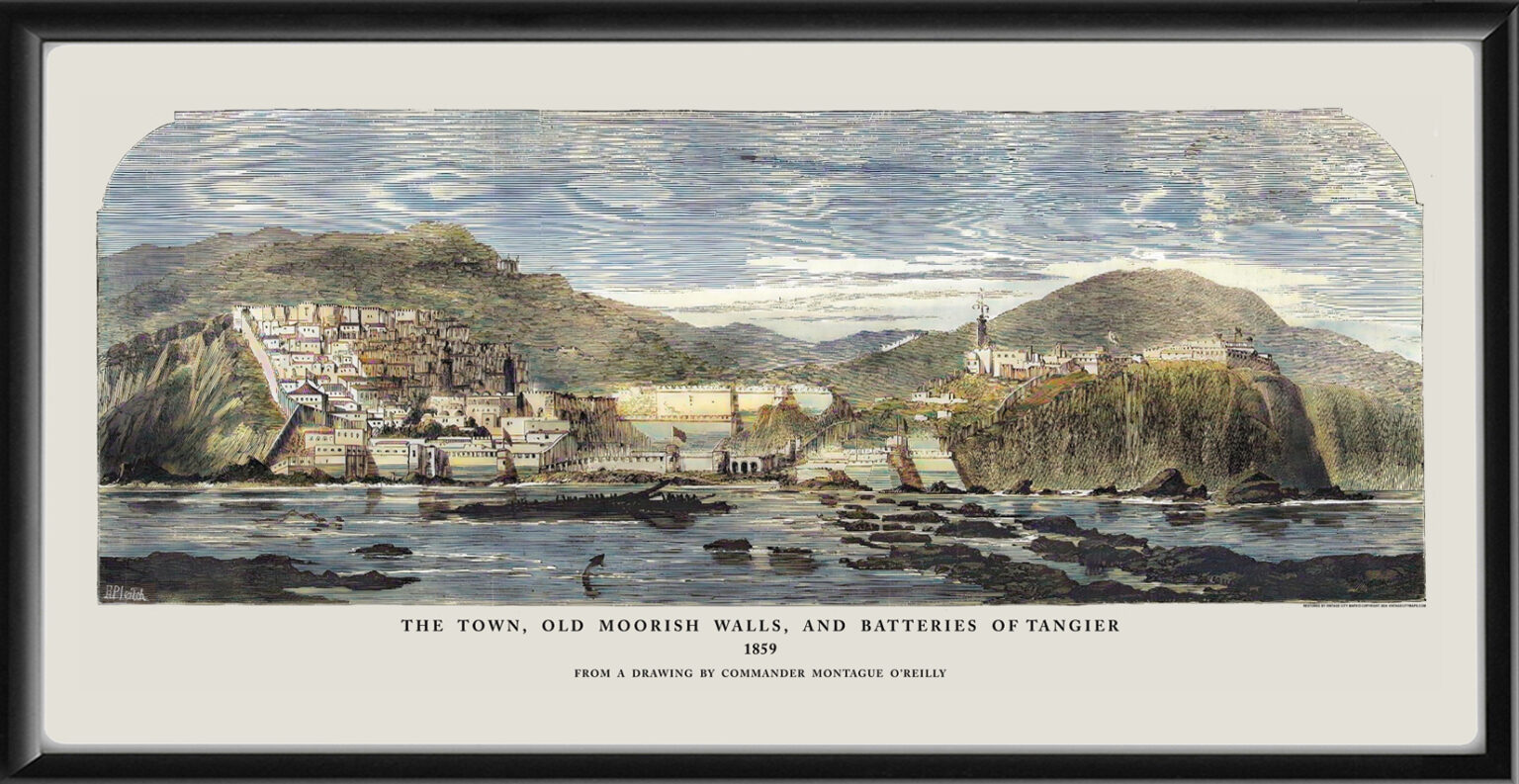 Tangier Morocco 1859 - Restored Panoramic View | Vintage City Maps