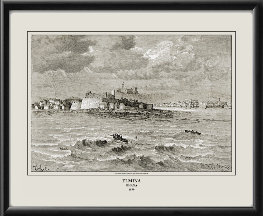 Elmina Ghana 1890 | Vintage City Maps - Restored Views
