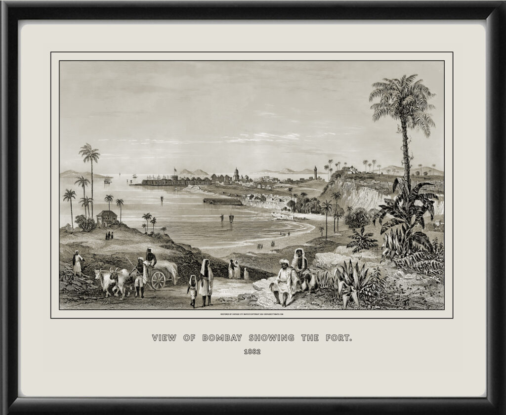 Bombay (Mumbai) India Showing the Fort 1882 - Restored View | Vintage ...
