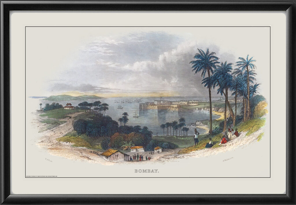 Bombay (Mumbai) India 1840 - Restored View | Vintage City Maps
