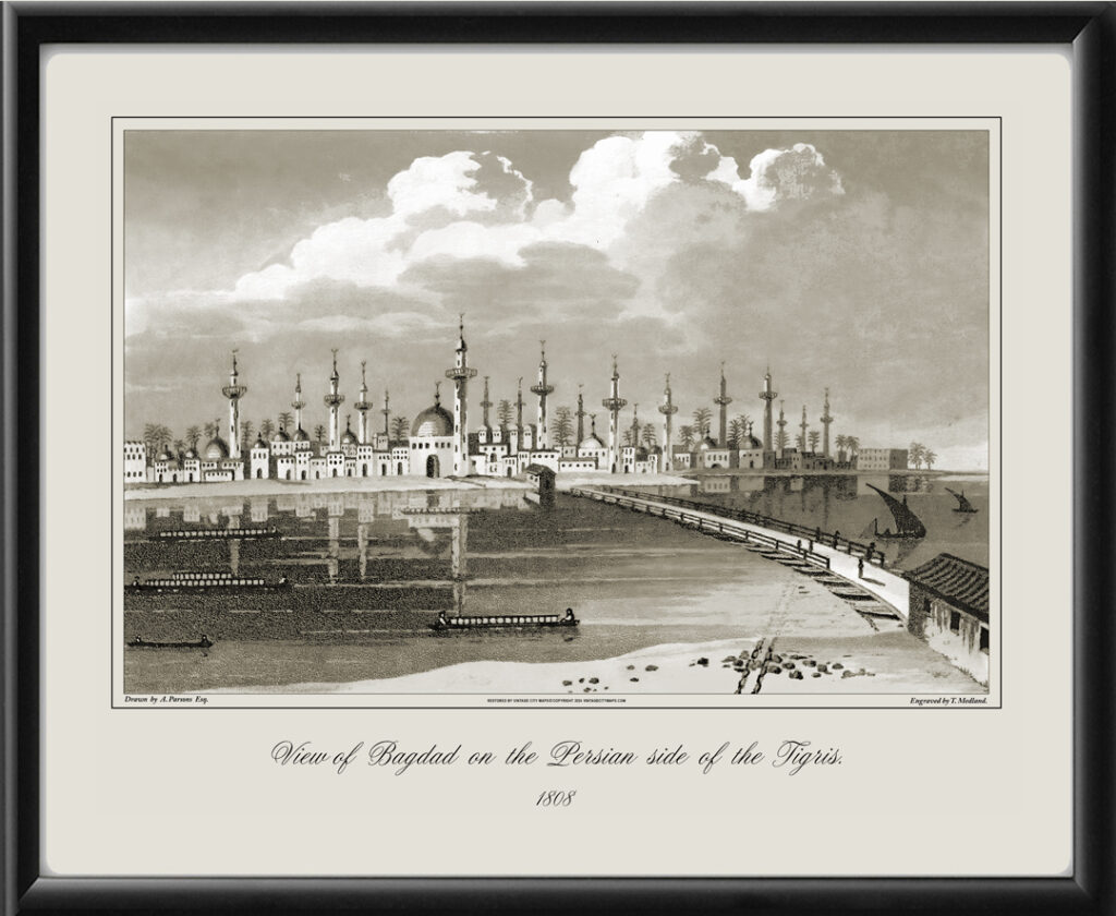 Baghdad Iraq 1808 - Restored View | Vintage City Maps