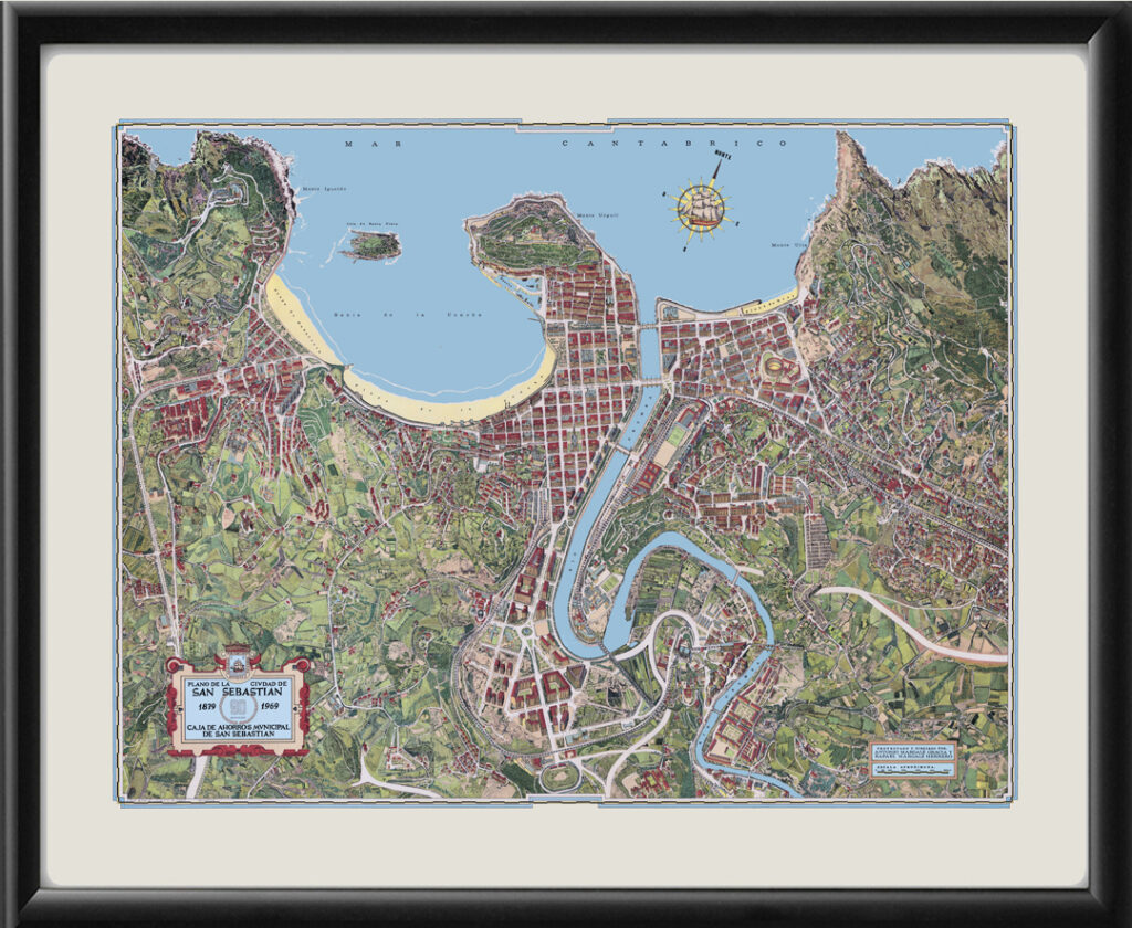 San Sebastián Spain - 90th Anniversary 1879-1969 - Restored Map ...