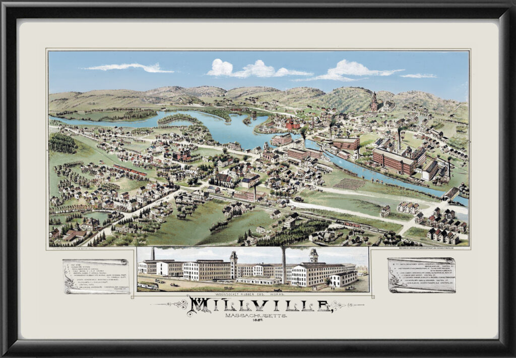 Millville MA 1887 (Color) Restored Map | Vintage City Maps