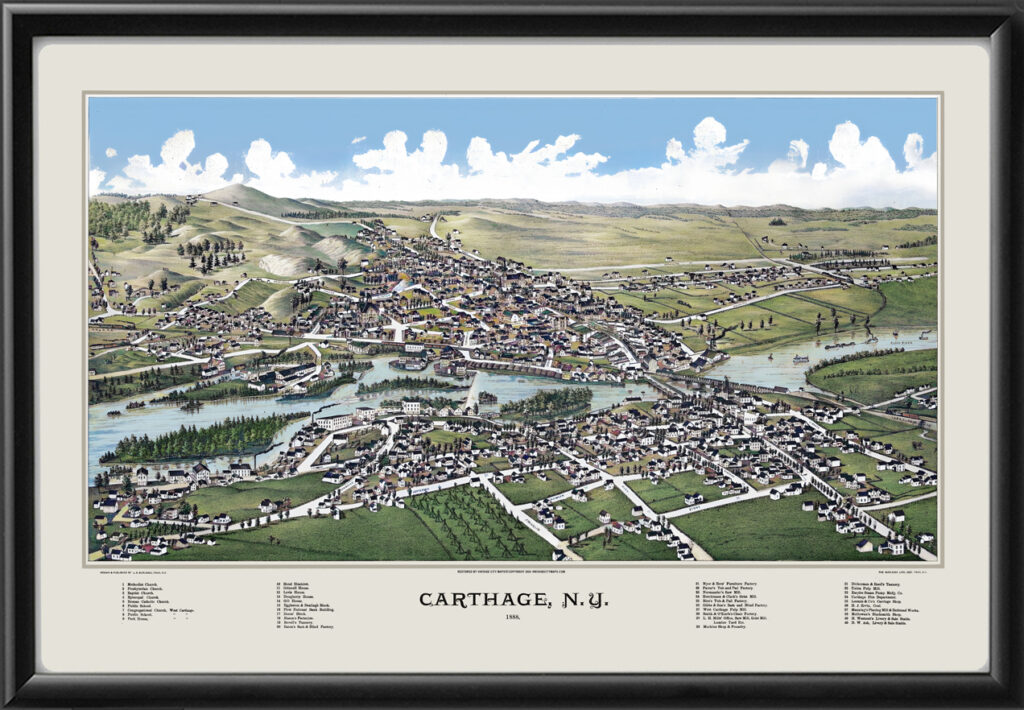 Carthage NY 1888 (Color) Restored Map | Vintage City Maps