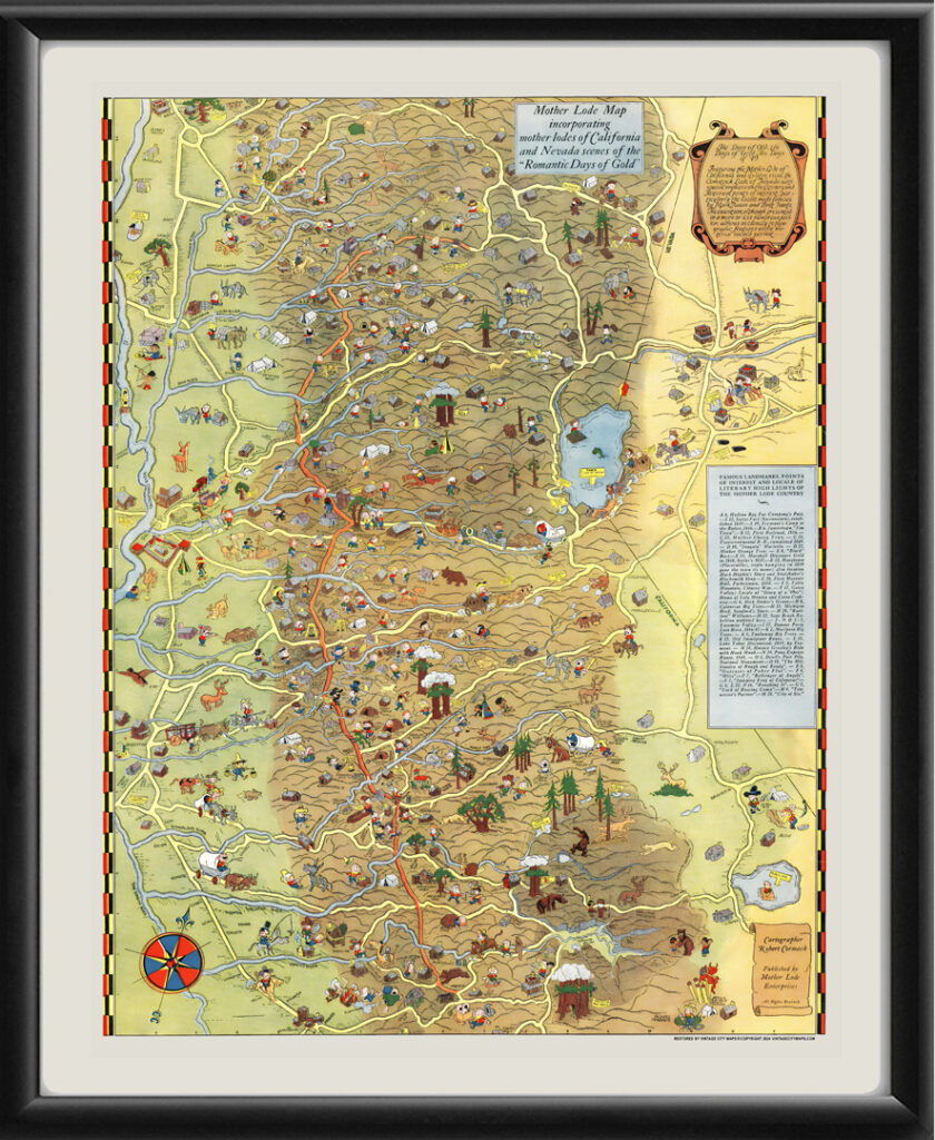 Restored Mother Lode Map of California and Nevada 1931