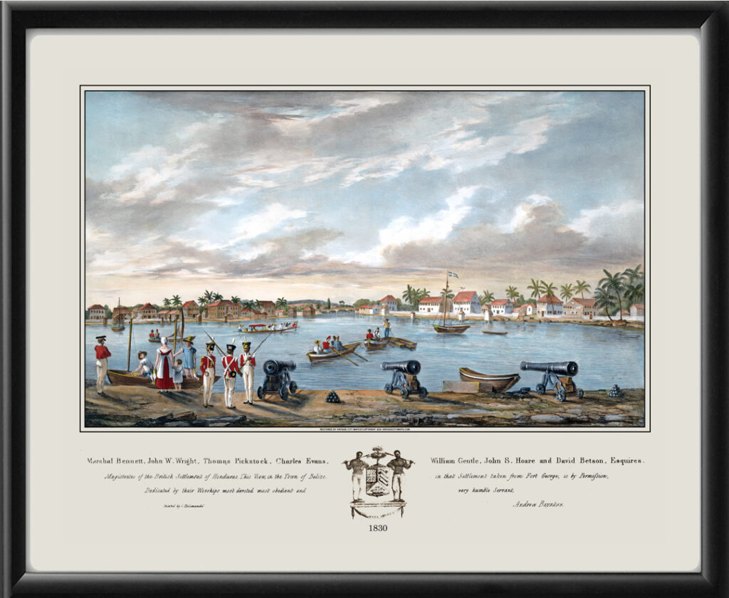 Belize City, Belize 1830 - Restored Panoramic View #1 | Vintage City Maps