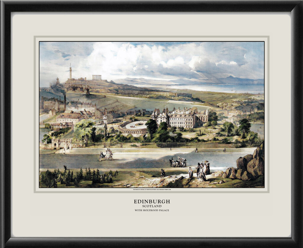 Edinburgh Scotland 1850 (Color) - Restored Bird's Eye View | Vintage ...