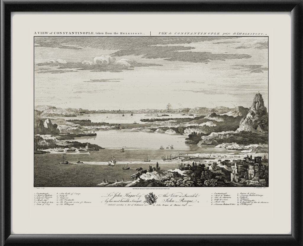 Constantinople (Istanbul) Turkey 1750 - Vintage City Maps - Restored Views