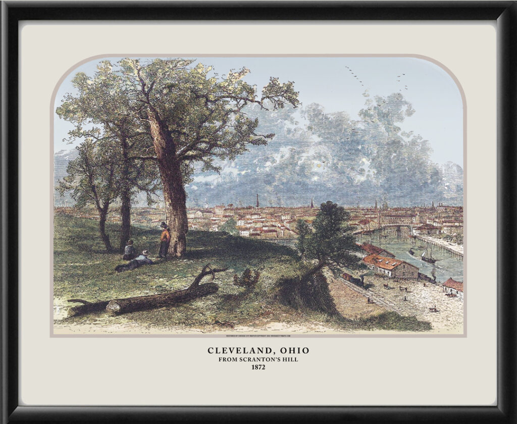 Cleveland OH 1872 - Restored Bird's Eye View - Vintage City Maps