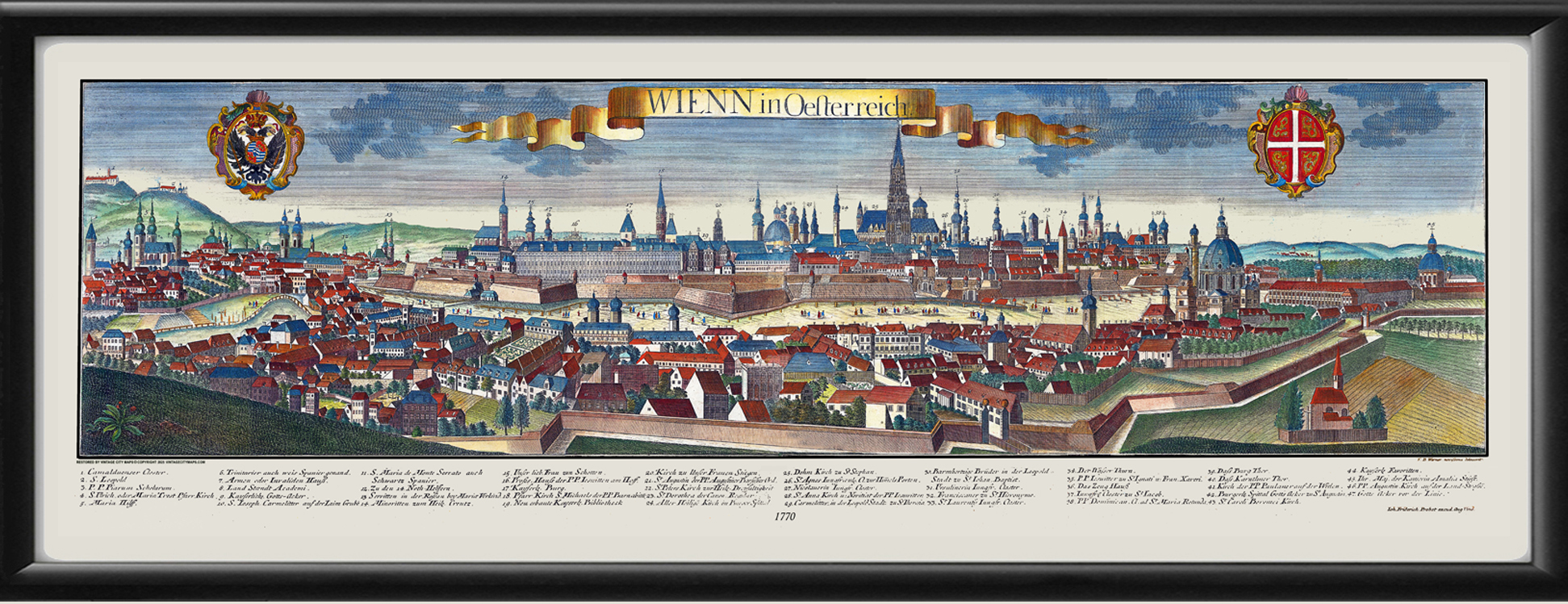 Vienna Austria 1770 - Restored Panoramic View | Vintage City Maps