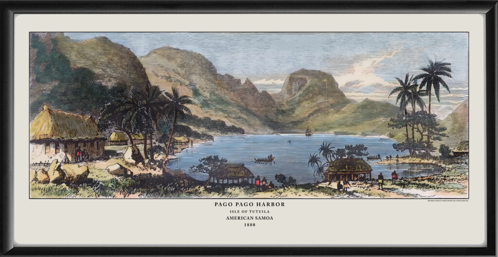 Pago Pago, American Samoa 1880 - Restored Panoramic View - Vintage City Maps