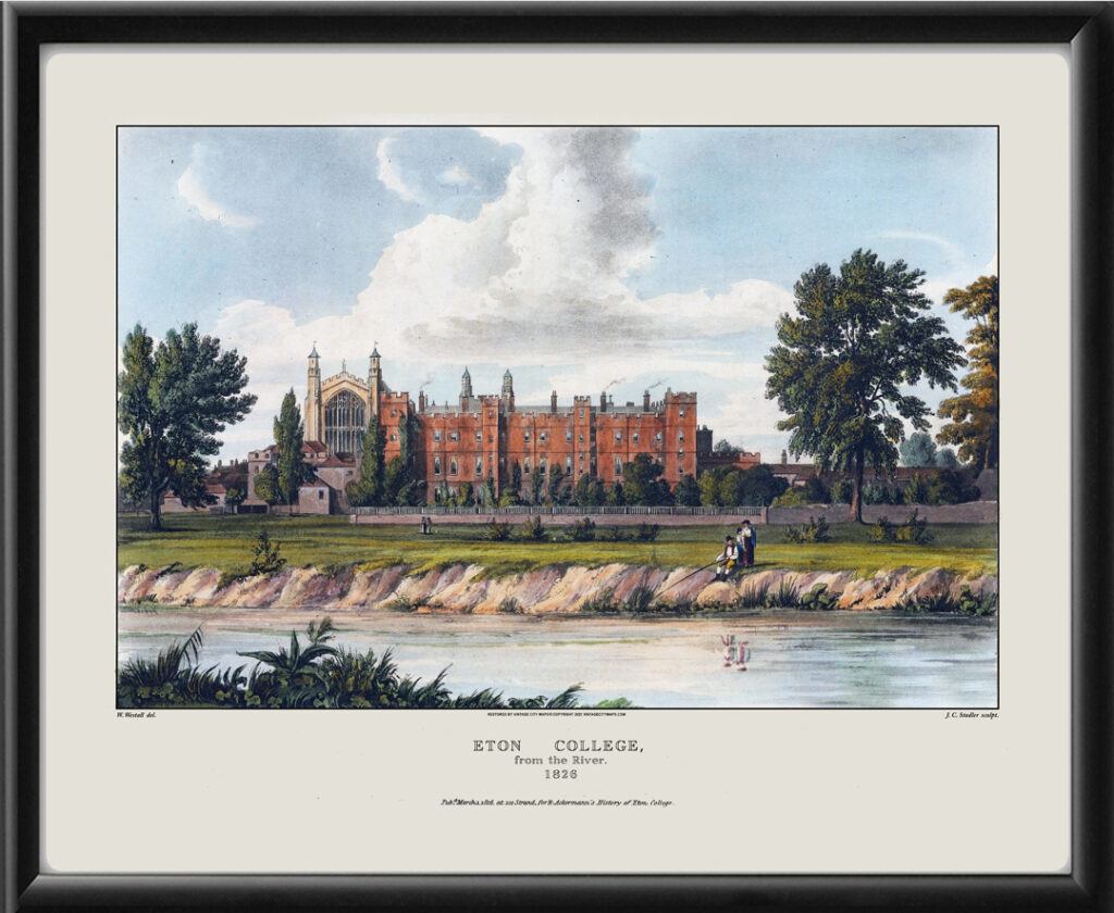 Eton College, London 1826 - Vintage City Maps, Restored Panoramic View