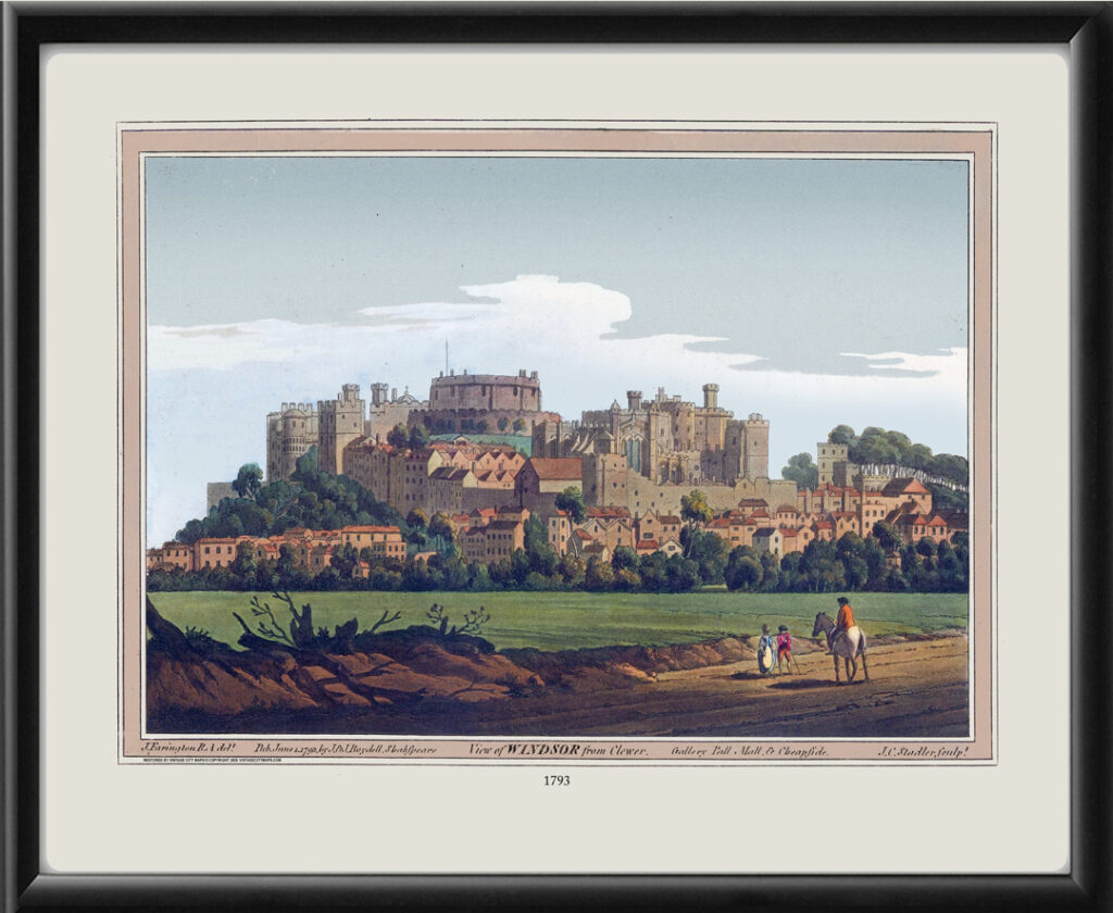 Windsor and Windsor Castle, England 1793 - Restored View | Vintage City ...