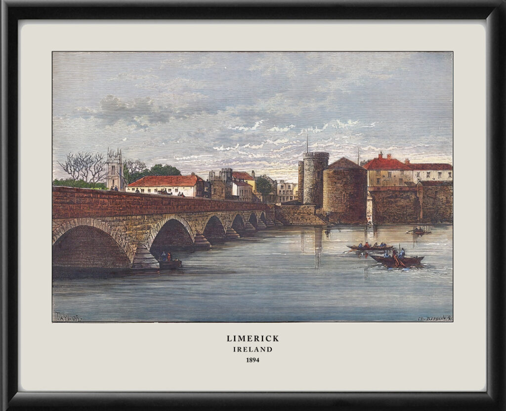 Limerick Ireland 1894 - Restored View | Vintage City Maps
