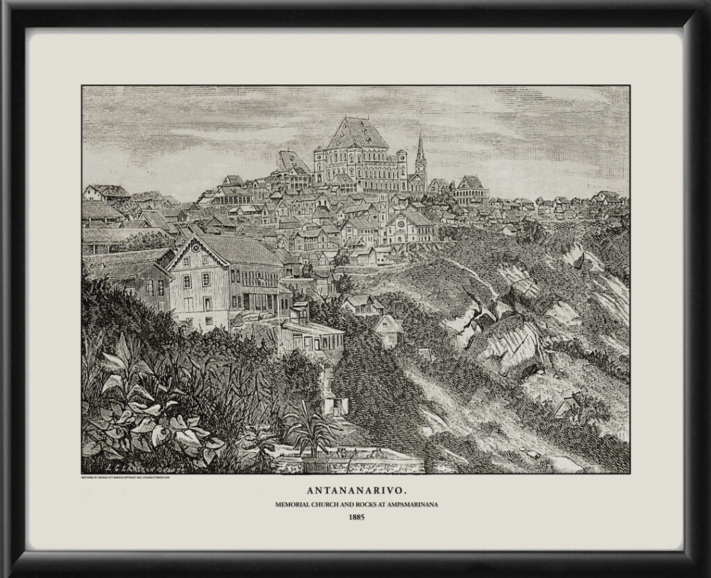 Antananarivo Madagascar 1885 - Restored Bird's Eye View | Vintage City Maps