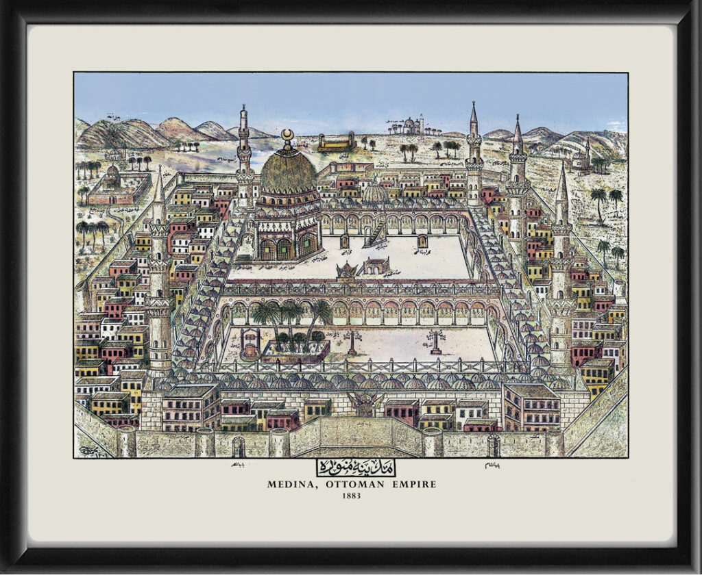 Medina, Saudi Arabia 1883 - Restored Bird's Eye View | Vintage City Maps
