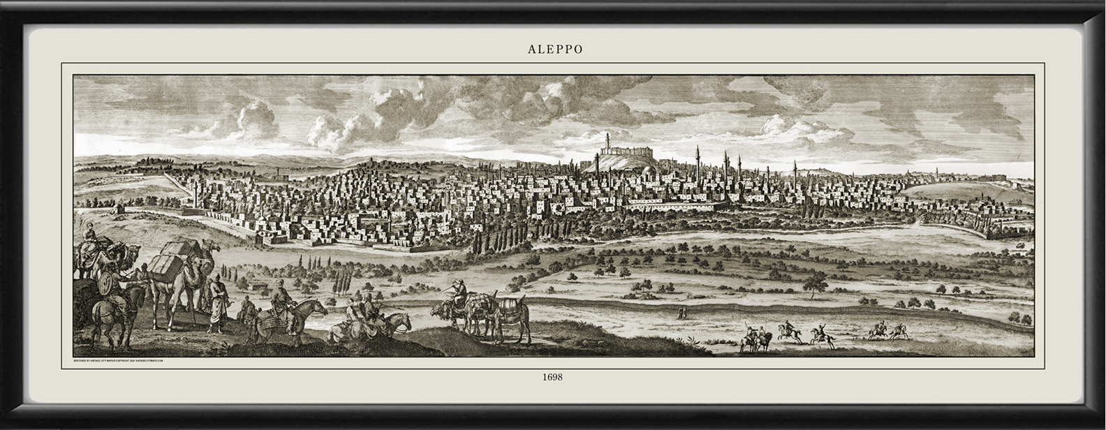 Aleppo Syria 1698 - Restored Panoramic Bird's Eye View | Vintage City Maps
