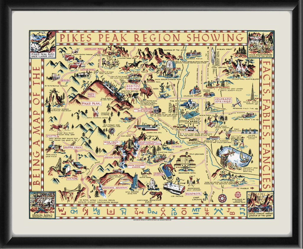 Pikes Peak Region - Pictorial Map 1947 - Vintage City Maps