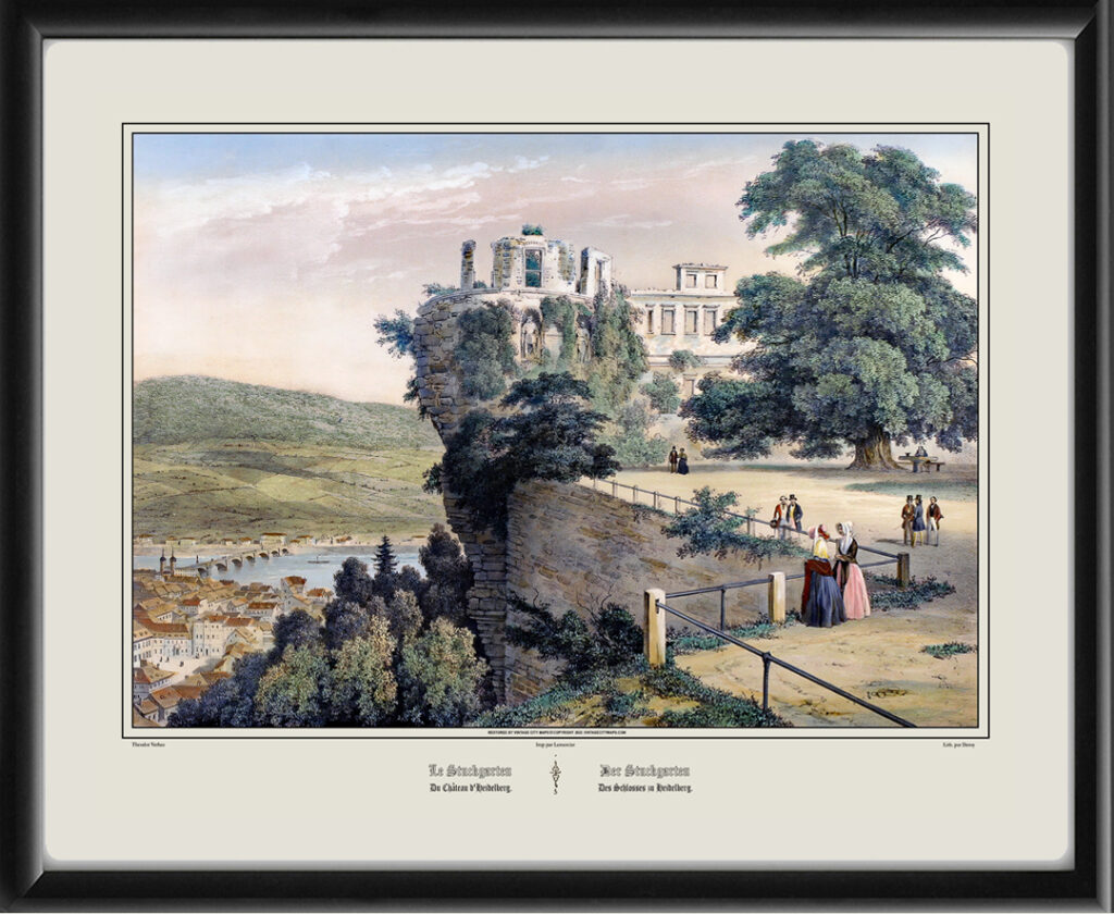 Heidelberg Germany 1822 - Restored Bird's Eye View - Vintage City Maps