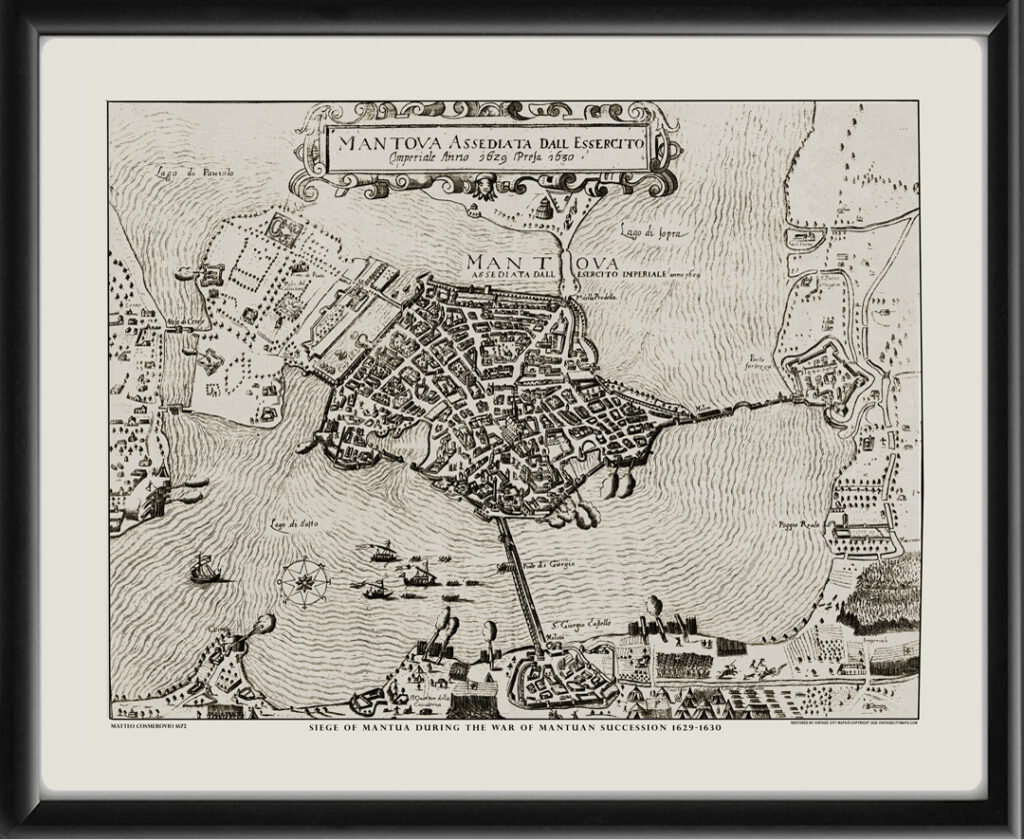 Mantua Italy 1672 Restored Bird's Eye View Map | Vintage City Maps