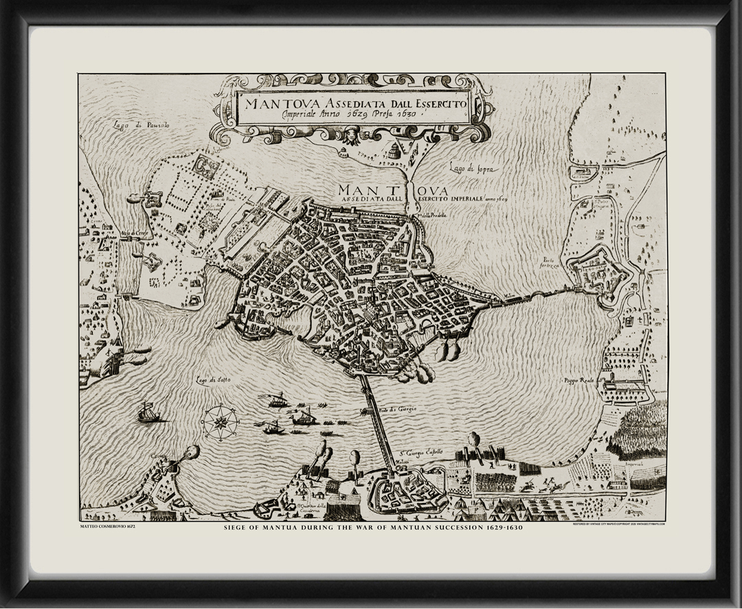 Mantua Italy 1672 Restored Bird's Eye View Map | Vintage City Maps