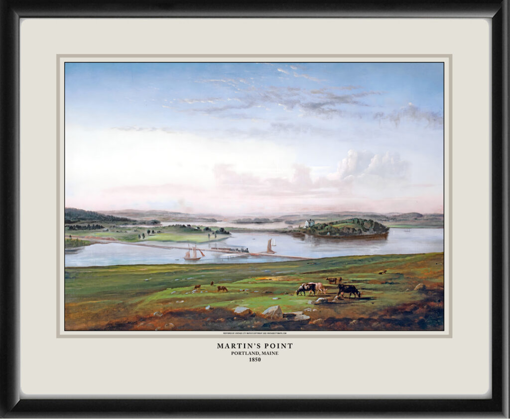 Portland ME 1850 - Restored Bird's Eye View | Vintage City Maps