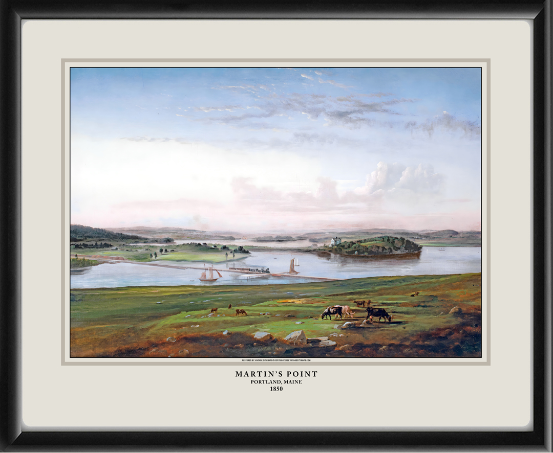 Portland ME 1850 - Restored Bird's Eye View | Vintage City Maps