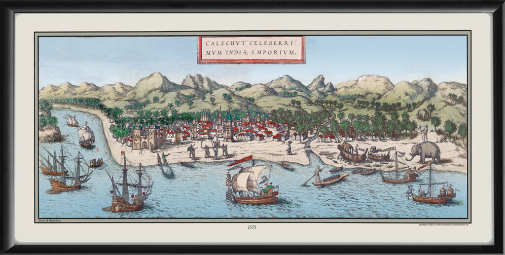 Calicut (Kozhikode), India 1575 - Restored Panoramic View - Vintage ...