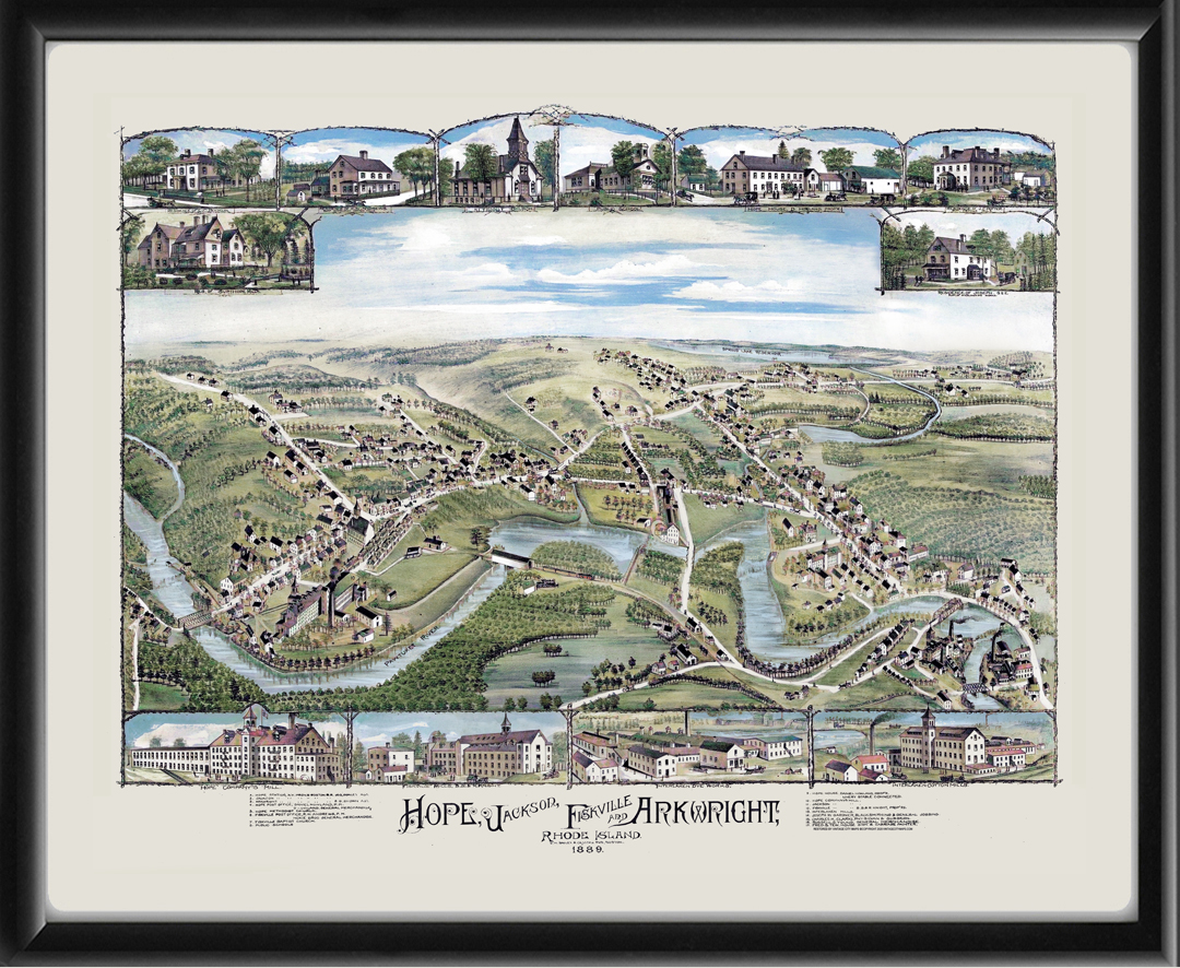 Hope, Jackson, Fiskeville and Arkwright RI 1889 (Color)