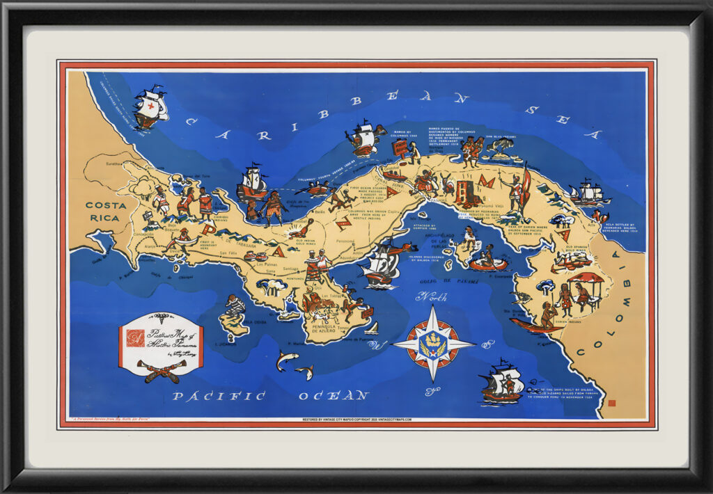 Republic of Panama 1944 - Vintage City Maps - Restored Bird's Eye View Maps