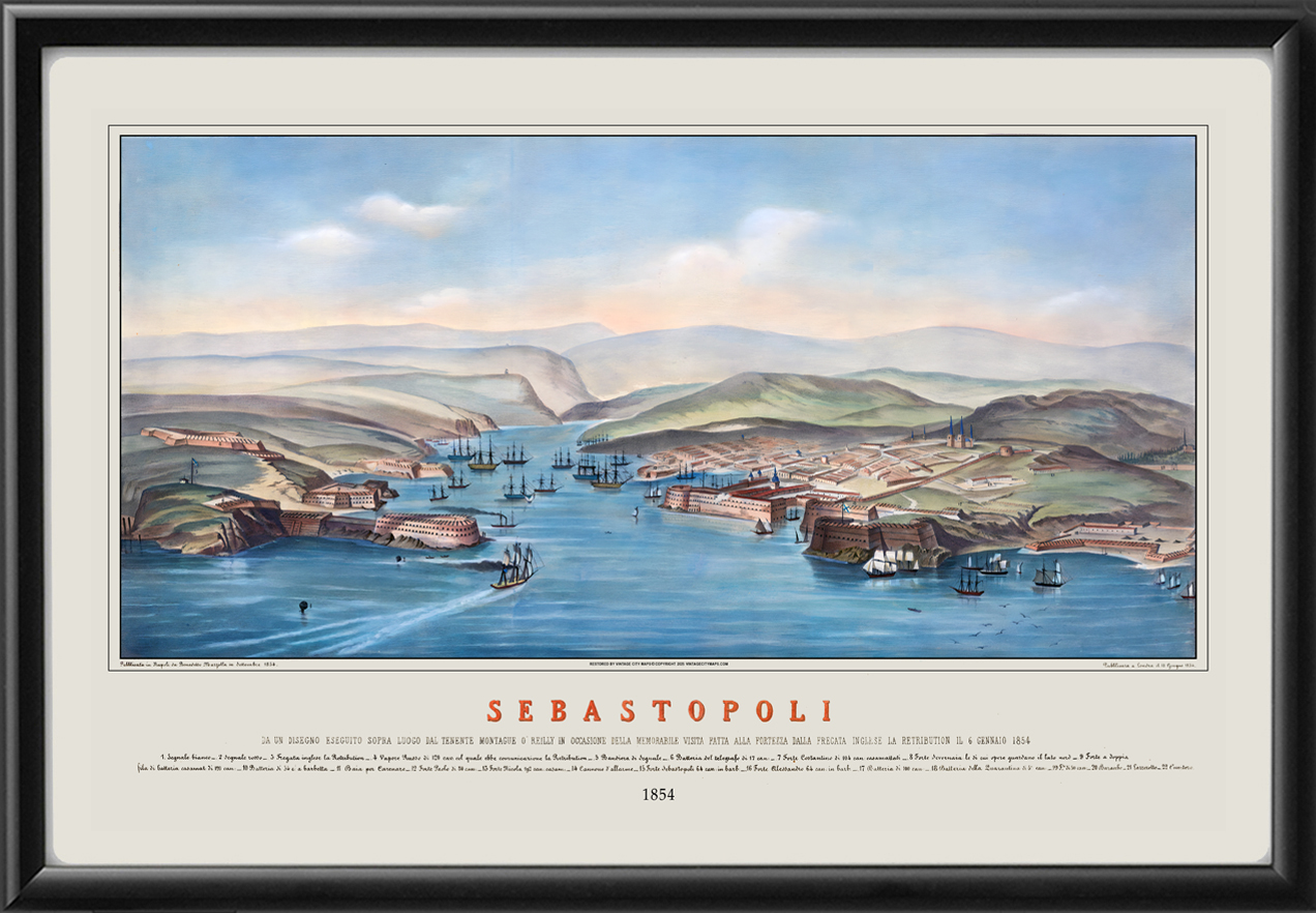 Sevastopol Ukraine 1854 - Restored Panoramic Bird's Eye View