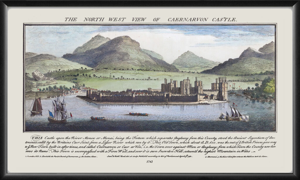 Caernarvon Castle, Wales 1742 (Color) - Vintage City Maps, Restored ...