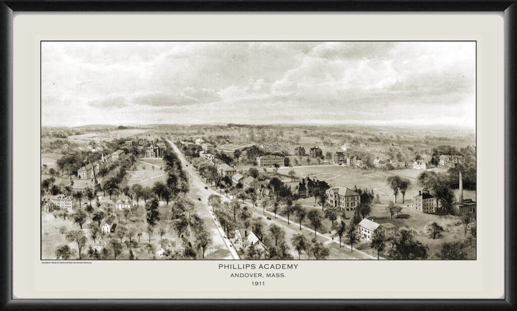 Phillips Academy, Andover MA 1911 - Restored Bird's Eye View | Vintage ...