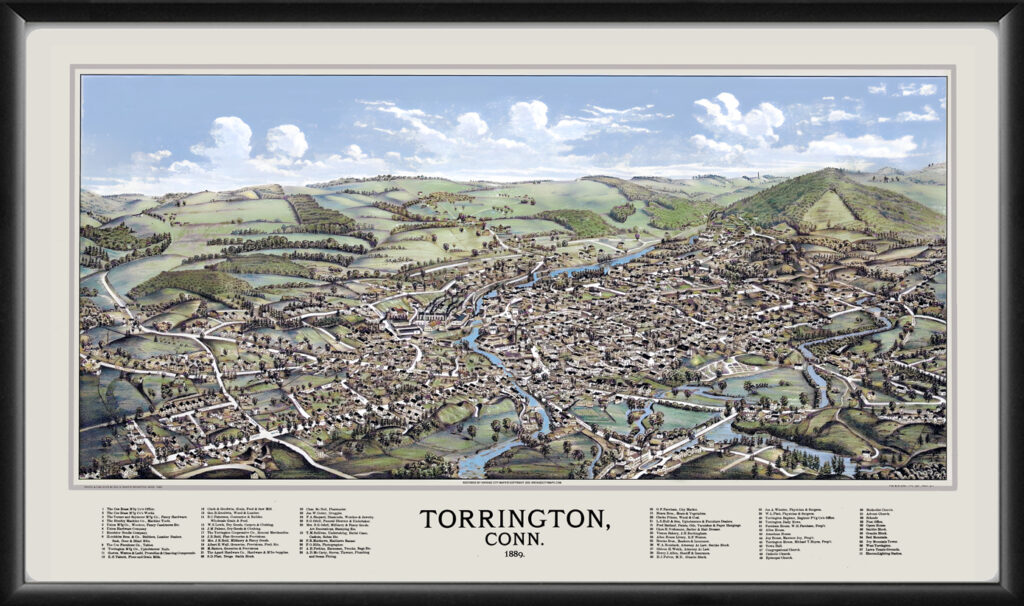Torrington CT 1889 (Color) Restored Map | Vintage City Maps