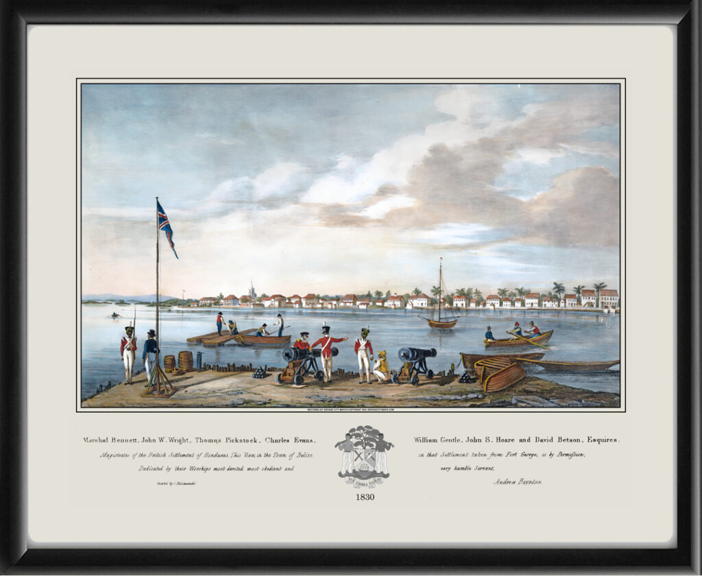 Belize City, Belize 1830 - Restored Panoramic View #2 | Vintage City Maps