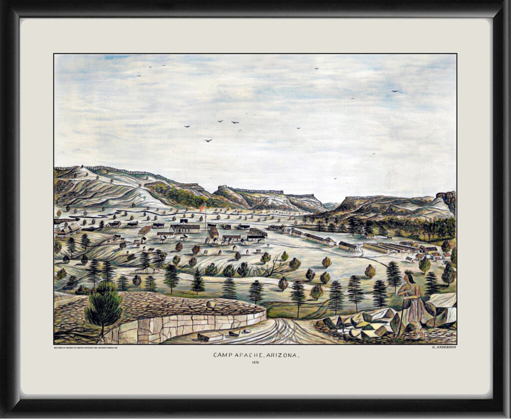 Fort Apache AZ 1876 (Color) Restored Map | Vintage City Maps