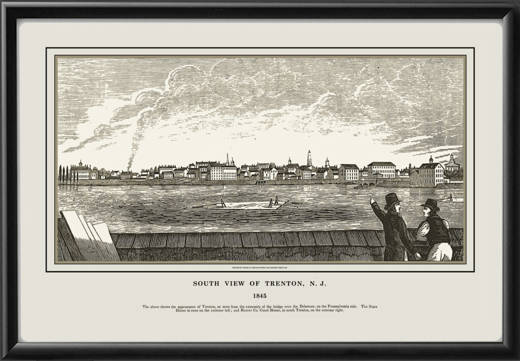 Trenton NJ 1945 - Restored Bird's Eye View Map | Vintage City Maps