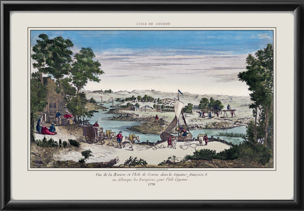 Kourou, French Guiana 1770 - Restored Panoramic View | Vintage City Maps
