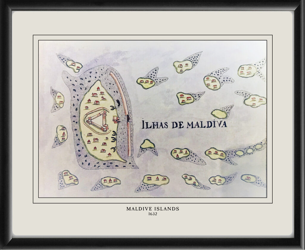 Maldives Islands 1632 - Restored Bird's Eye View Map | Vintage City Maps