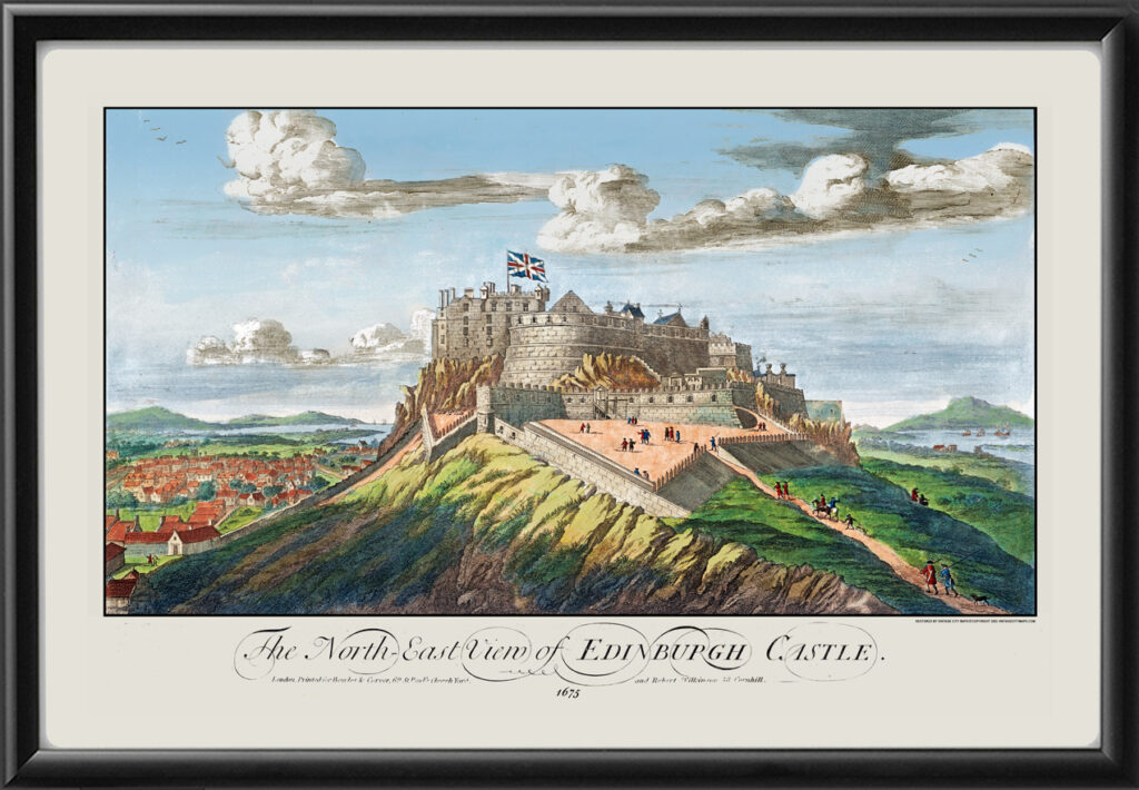 Edinburgh Scotland 1675 - Edinburgh Castle (Color) - Restored View