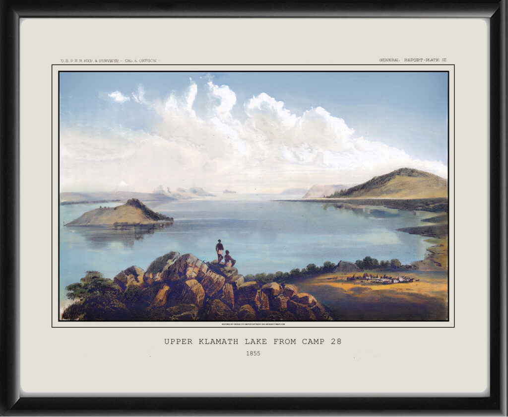 Upper Klamath Lake OR 1855 Restored View | Vintage City Maps