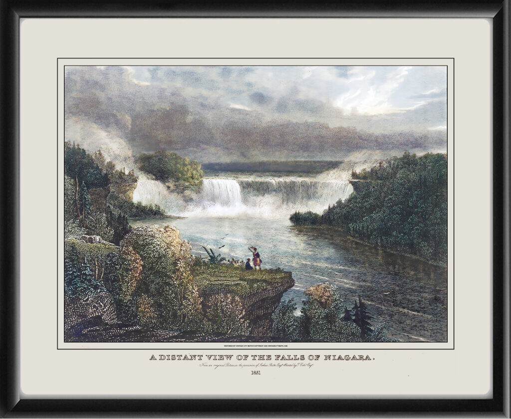 Niagara Falls 1830 - Restored Bird's Eye View - Vintage City Maps
