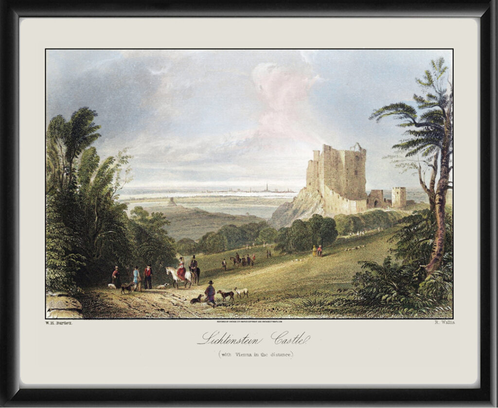 Vaduz, Liechtenstein - View of Liechtenstein Castle 1844