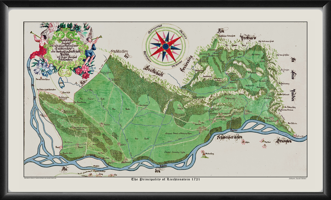 The Principality of Liechtenstein 1721 - Restored Map