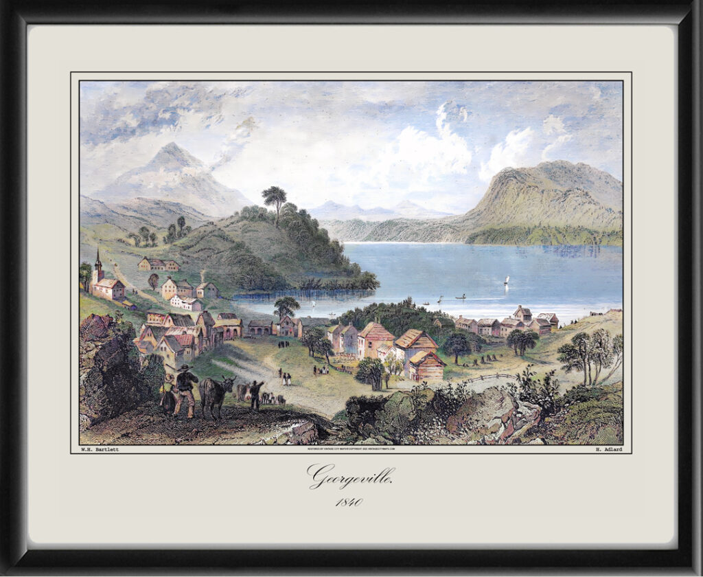 Georgeville Ontario Canada 1840 - Restored Bird's Eye View | Vintage ...