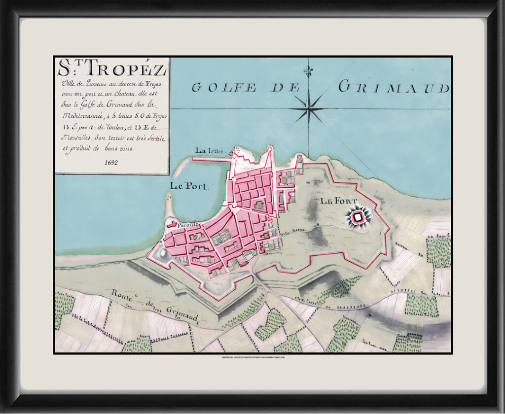 St. Tropez France 1692 - Restored Bird's Eye View Map