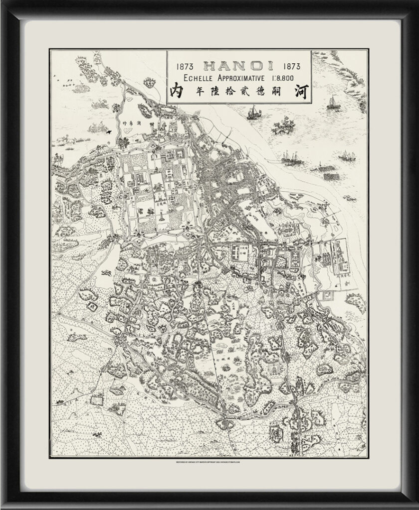 Hanoi Vietnam 1873 - Vintage City Maps, Restored Views