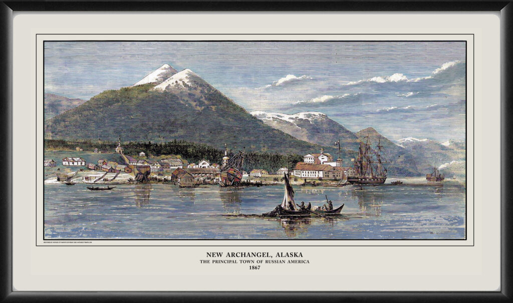 Sitka (New Archangel), Alaska 1867 - Color - Restored Panoramic View