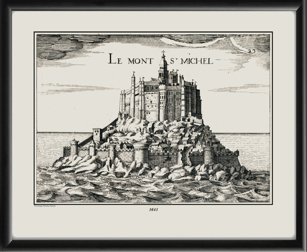 Mont St. Michel, France 1641 - Restored Bird's Eye View