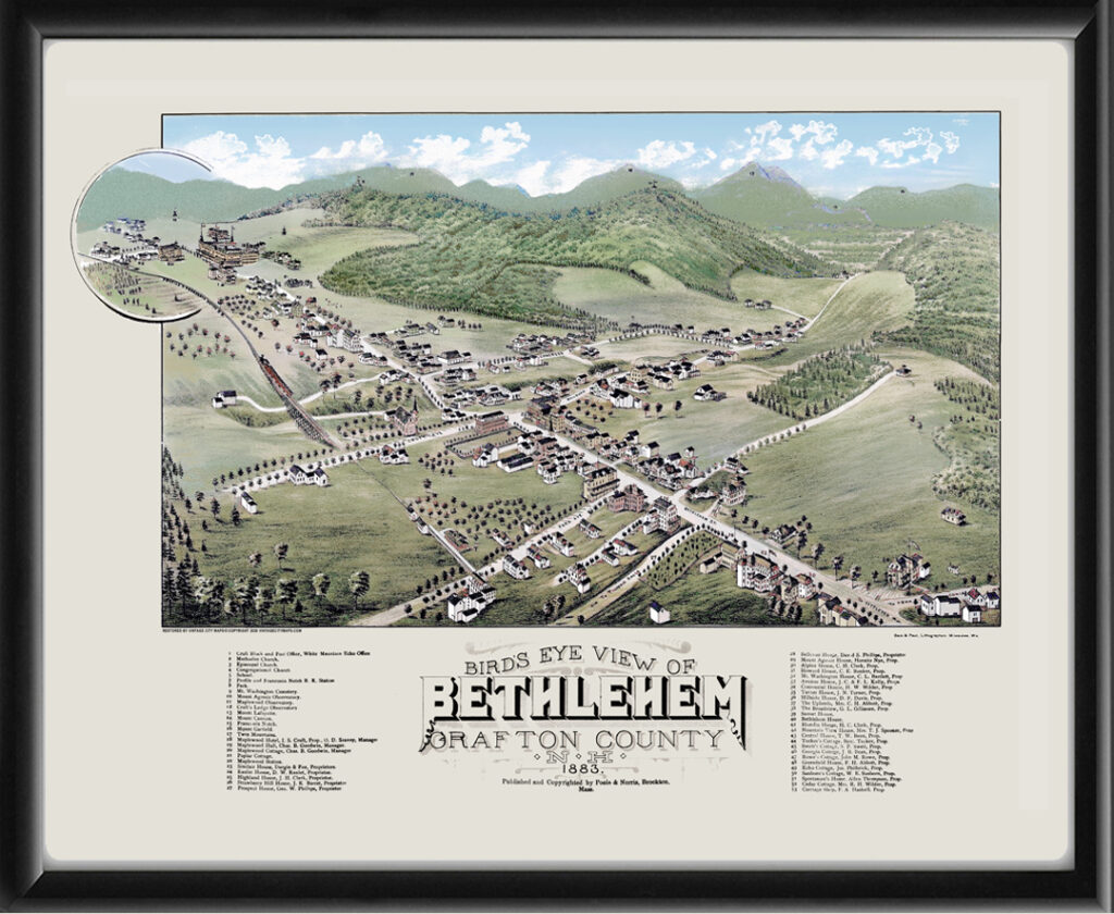 Bethlehem NH 1883 (Color) - Restored Bird's Eye View Map | Vintage City ...